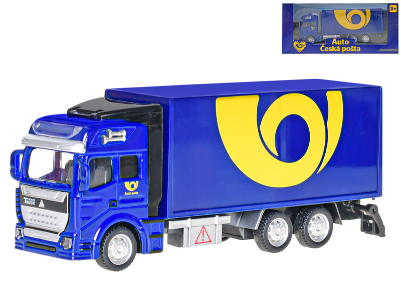 Auto nákladní Česká pošta 19cm modré kov zpětný chod v krabičce - - Megaknihy.cz