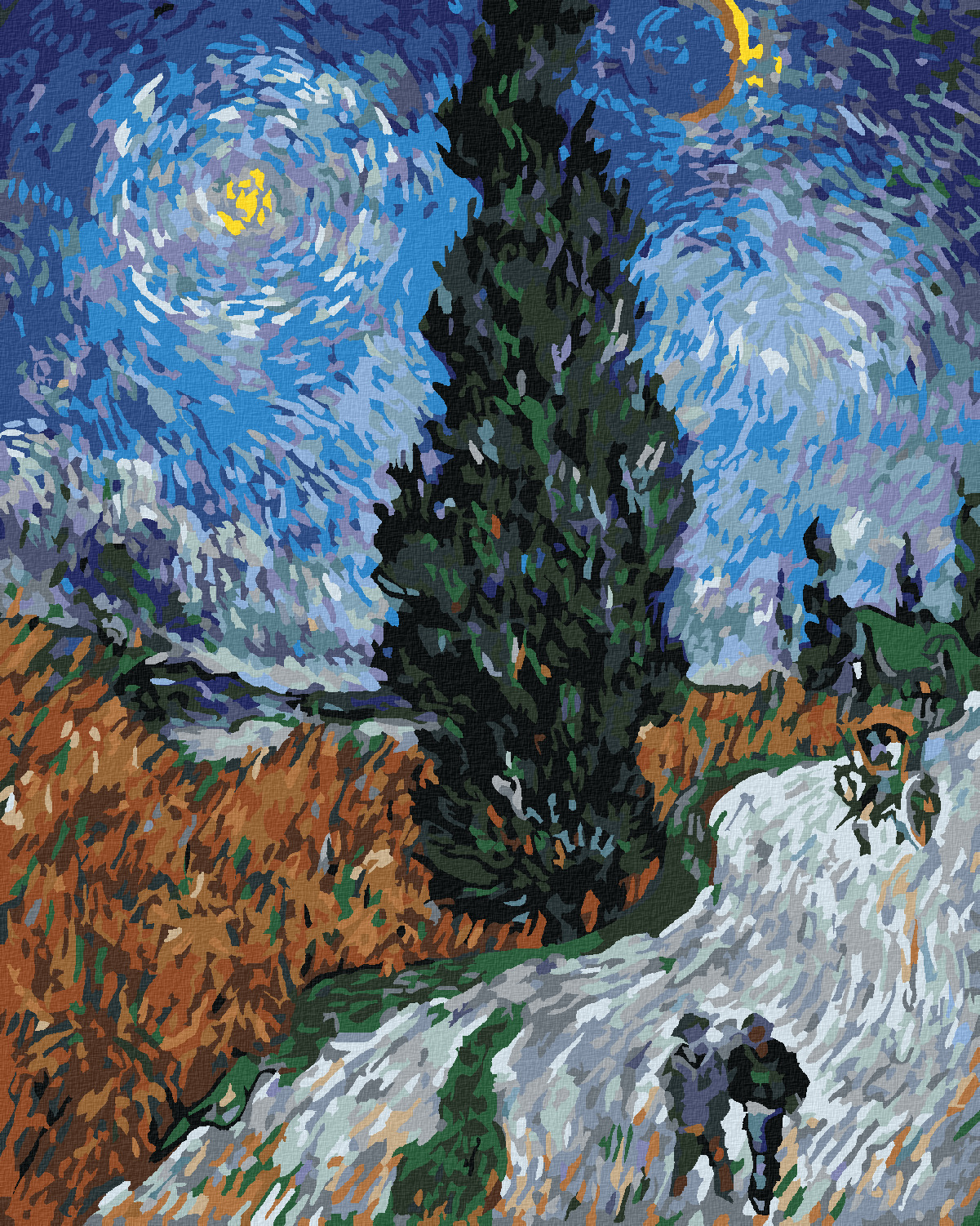 Malování podle čísel - CESTA S CYPŘIŠEM A HVĚZDOU (VINCENT VAN GOGH ...
