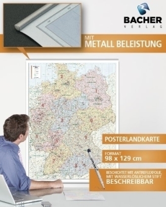 Bacher Postleitzahlen-Karte Deutschland, Posterlandkarte beschichtet ...