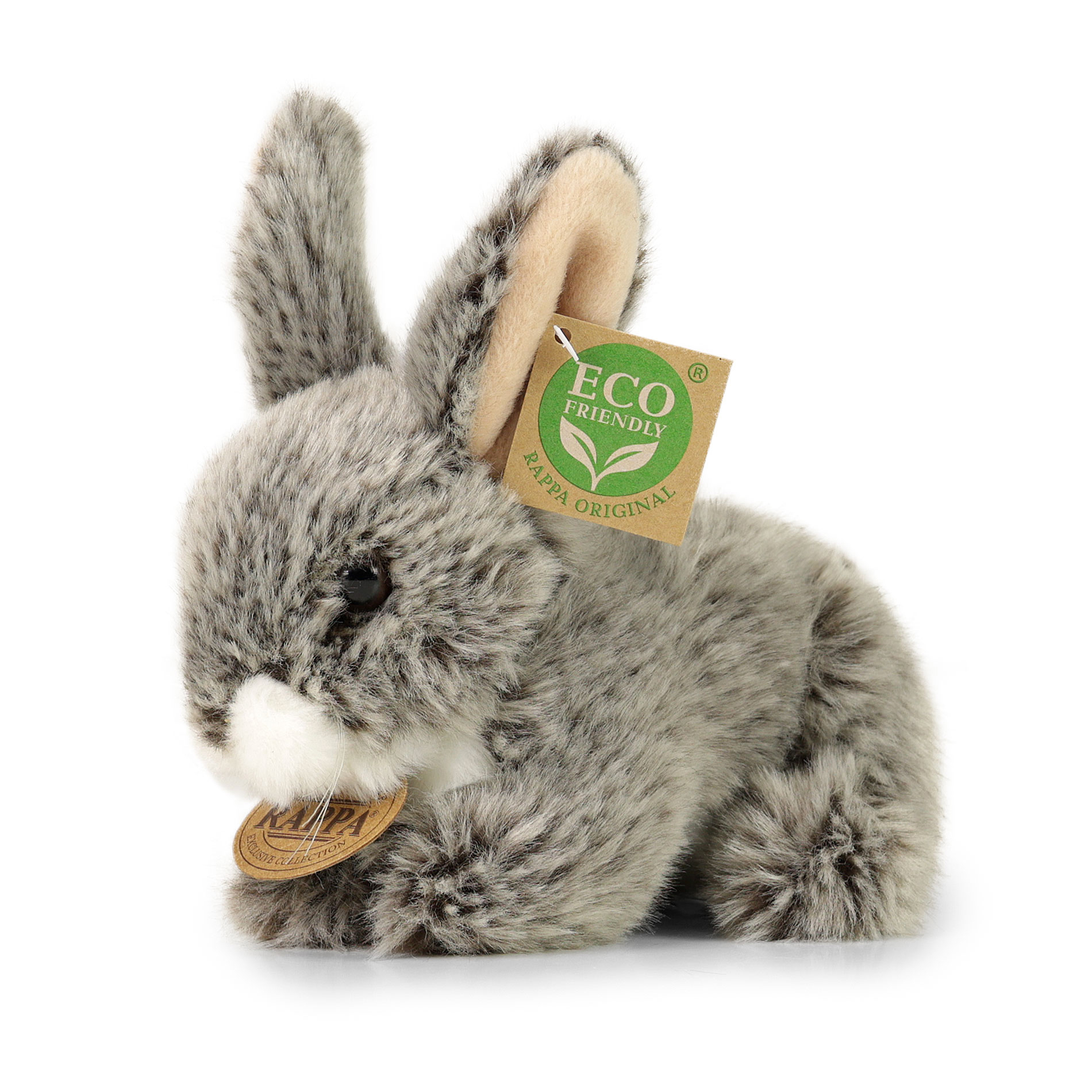 Plyšový králík tmavě šedý ležící, 17 cm, ECO-FRIENDLY - - Megaknihy.cz